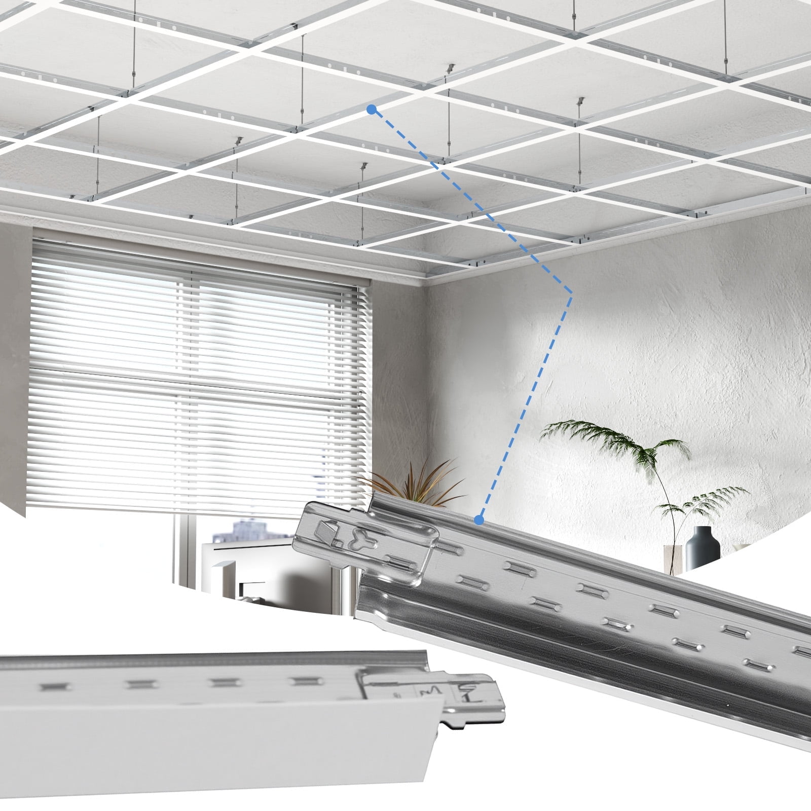 LooYee 75 PCS 48 Inch Cross Tee Drop Ceiling Grid White, 4 Ft ...