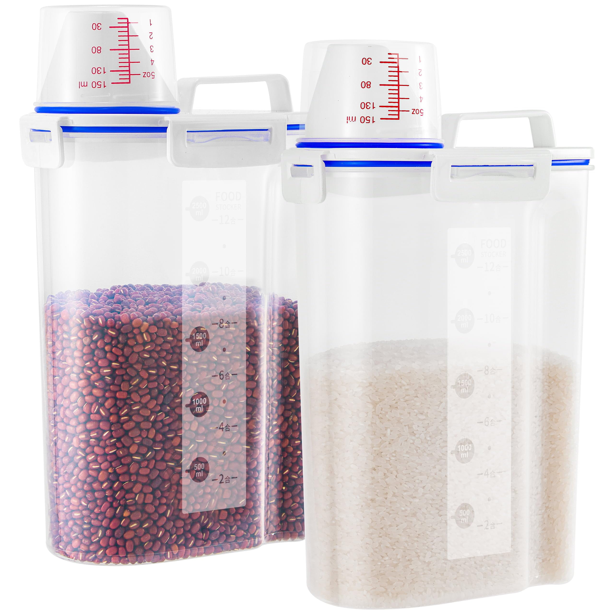 Loobuu 2 Piece Set Food Storage Plastic Container with Measuring Cup ...