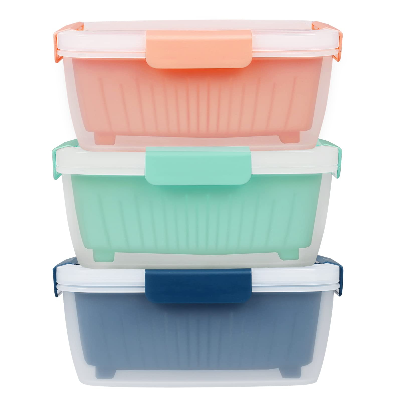 Loobuu 3 Pack 68oz Veggie Keeper, Easy Open Lid- Berry Box, Food ...