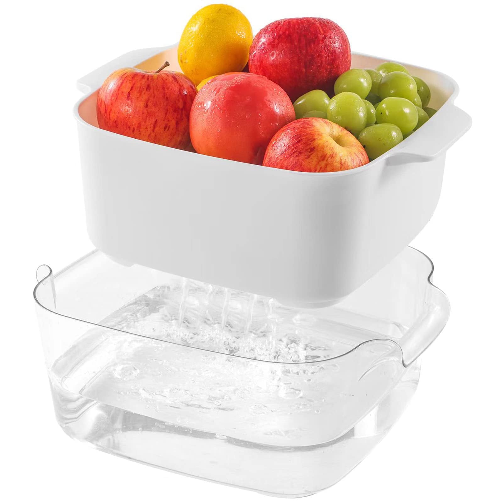 Loobuu 8.2Qt Kitchen Colander Set, 2-in-1 Fruit/Veggie Wash, Pasta ...