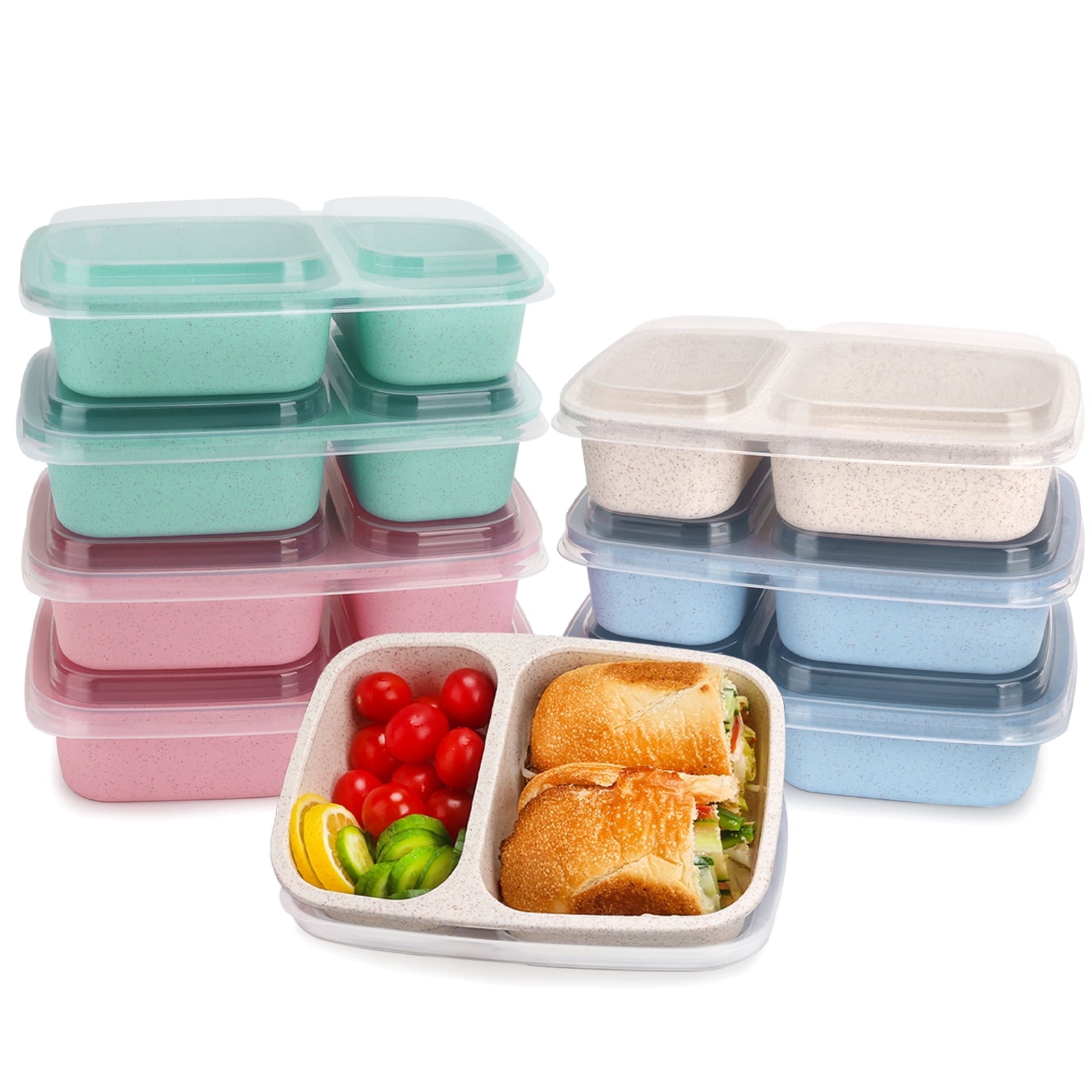 Loobuu 8 Pack Bento Box with Dividers, Forks, Meal Prep Storage for ...