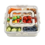 Loobuu Divided Serving Tray with Lid, 6 Compartments Veggie Tray, Snack ...