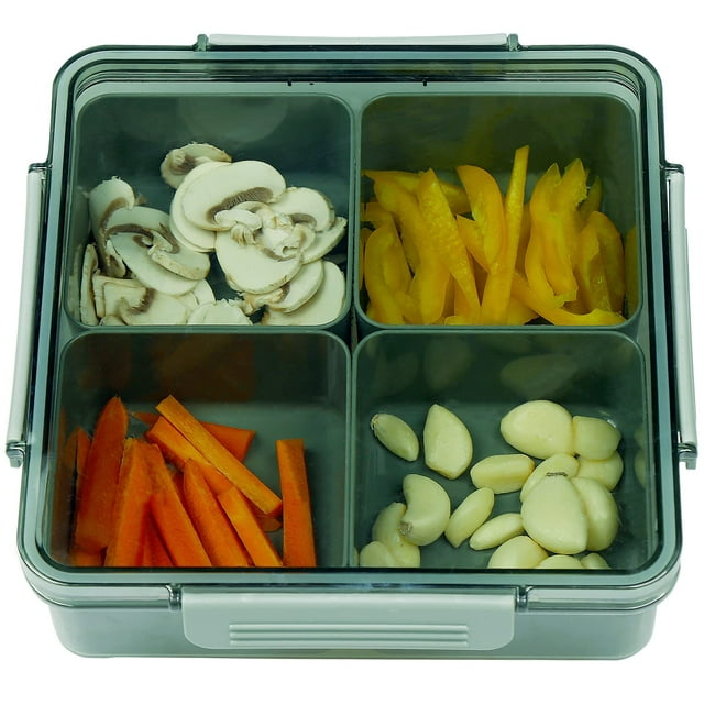 Loobuu Divided Serving Tray with Lid, Removable Divided Platter Food ...