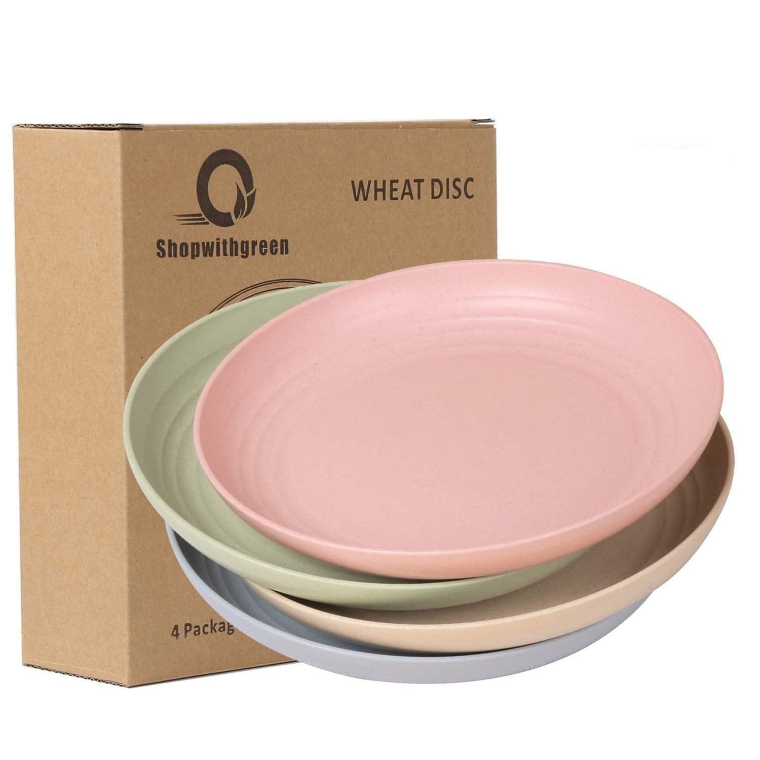 Loobuu 10 Inch Wheat Straw Dinner Plates, Microwaveable, Reusable ...