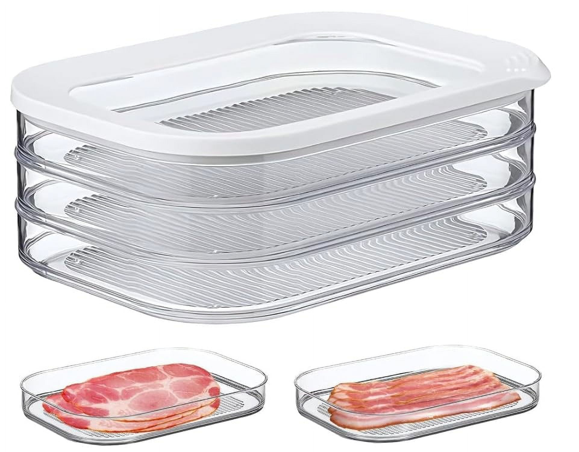 Loobuu Meat Container for Fridge, Bacon Lunch Meat Container for ...