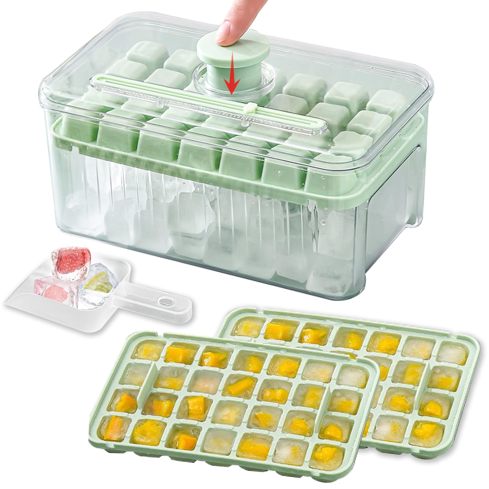 Loobuu 2 Pack Mini Ice Cube Tray with Lid, 56 PCS Ice Mold, and Ice ...