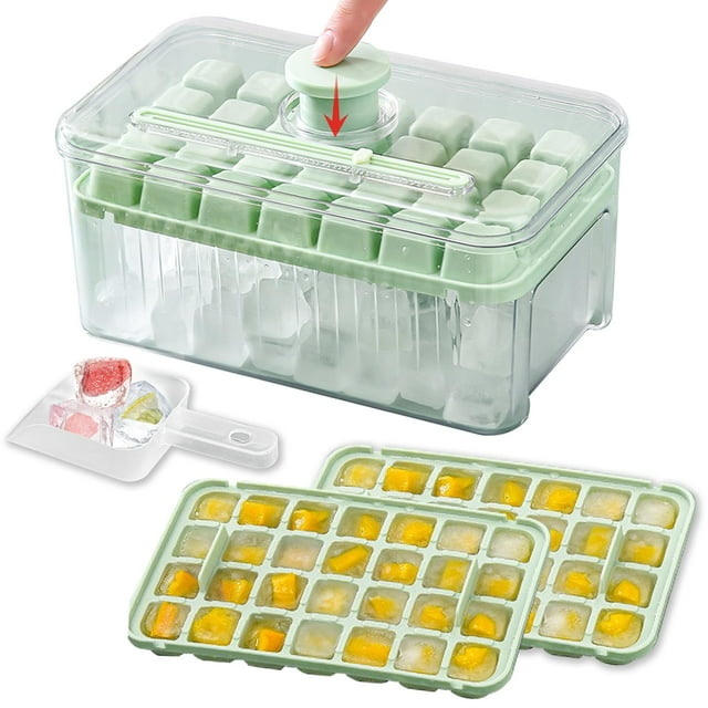 Loobuu 2 Pack Mini Ice Cube Tray with Lid, 56 PCS Ice Mold, and Ice ...