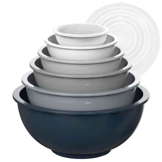 Loobuu 12 Piece Plastic Mixing Bowls with Lids - Nesting Prep Bowls ...