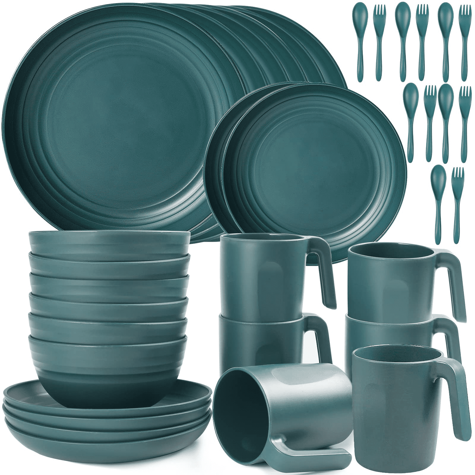 Loobuu 36PCS Plastic Dinner Set - Microwave Safe, Lightweight ...