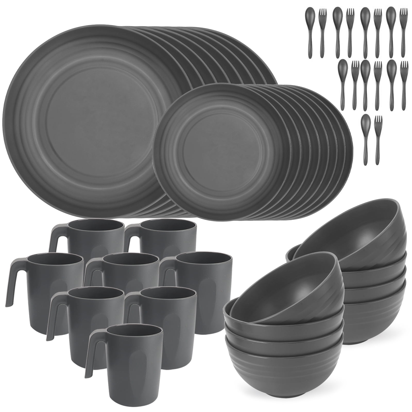 Loobuu Plastic Dinnerware Sets (48PCS) - Lightweight & Unbreakable ...