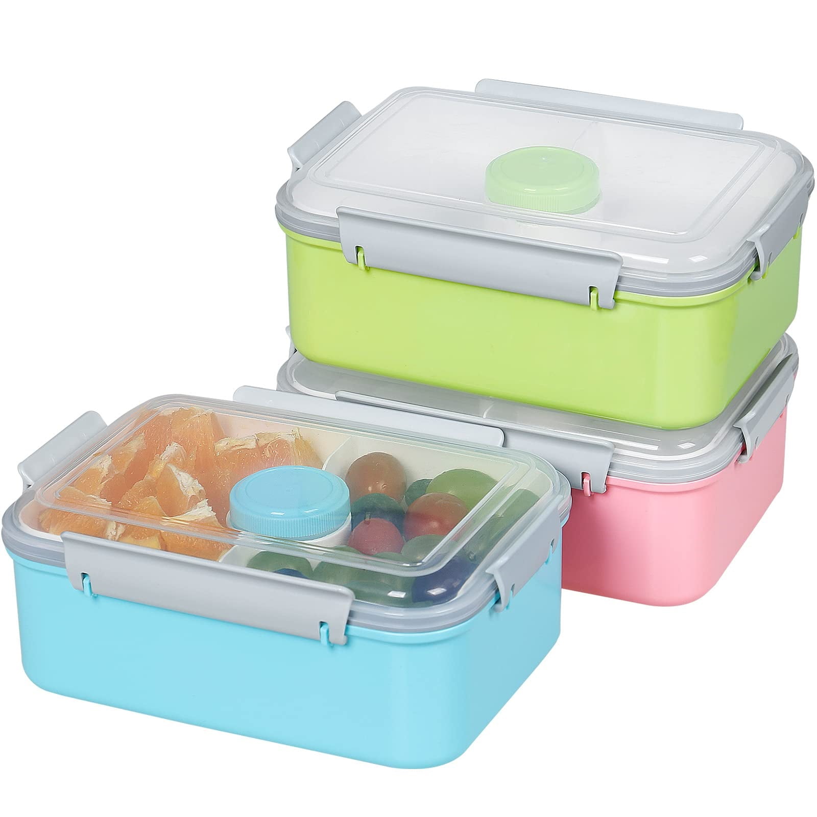 Loobuu 3-Pack 47-oz Salad Storage Bento Box with Removable Tray ...