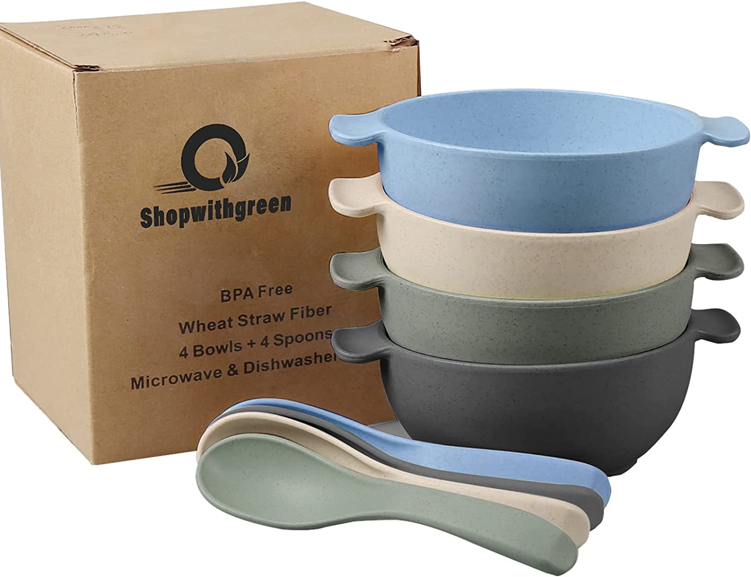 Loobuu Unbreakable Kids Bowls -Microwave Dishwasher Safe- Wheat Straw ...