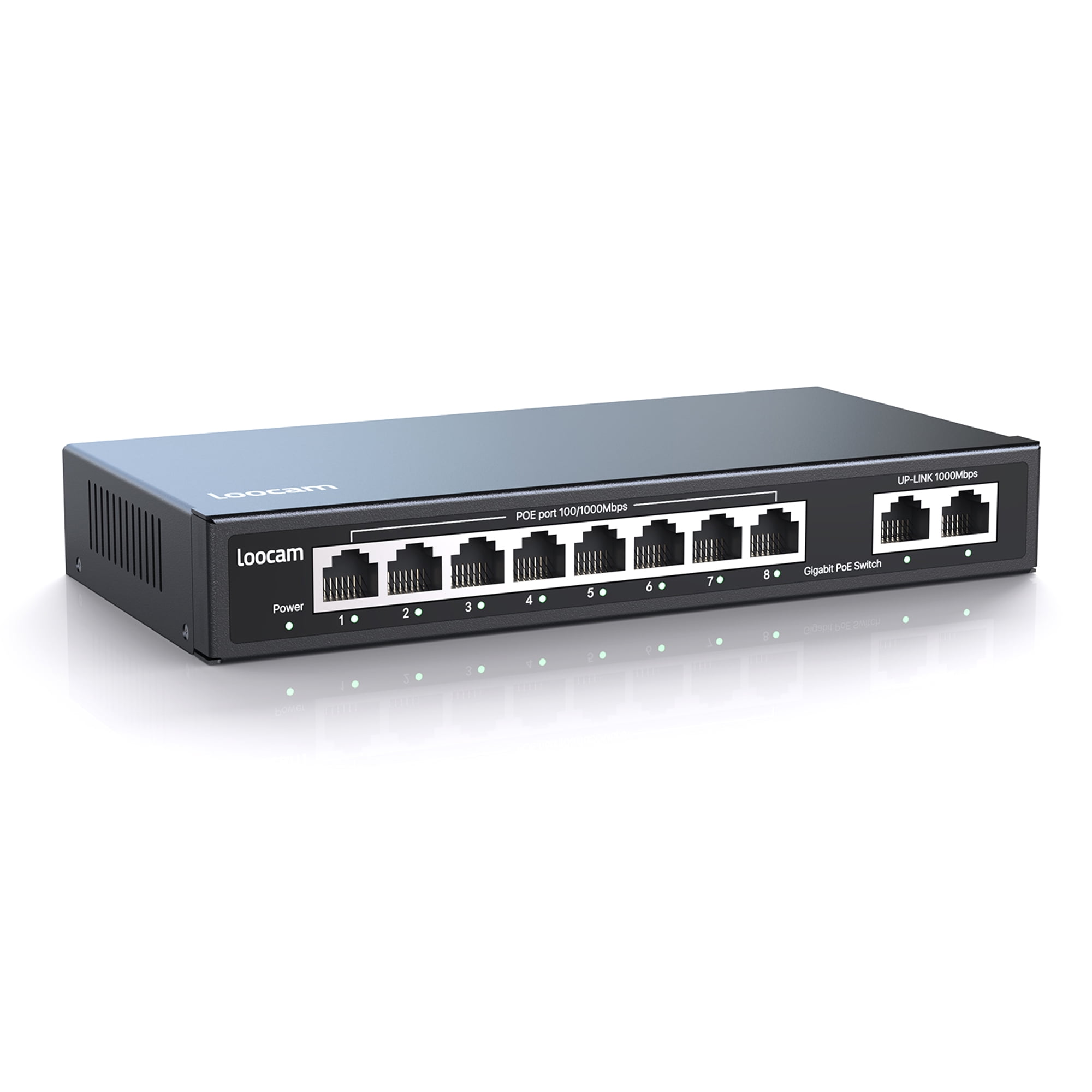 Loocam 10-Port Gigabit PoE Switch with 8- 100/1000Mbps PoE Port , 2 ...