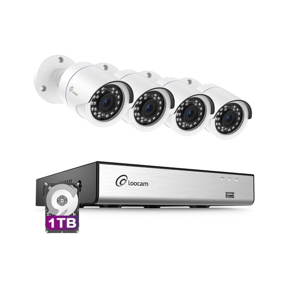 Loocam 1080P 8 Channel H.265+ DVR Wired Security Camera System with 1TB ...