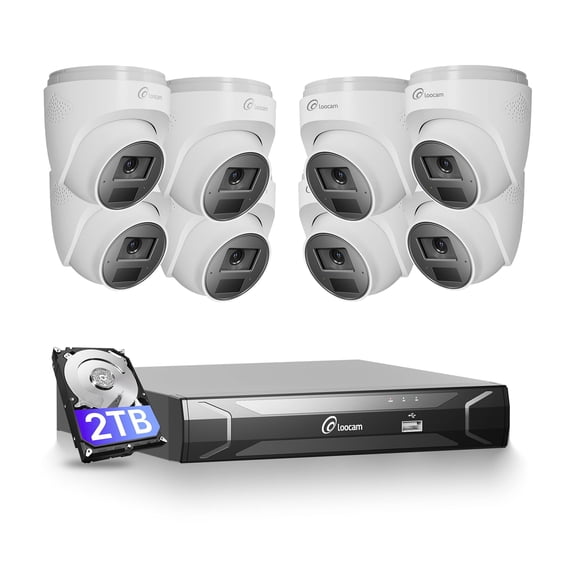 Loocam 8-Channel 4K PoE Security Camera System 2TB Hard Drive, 8 8MP ...