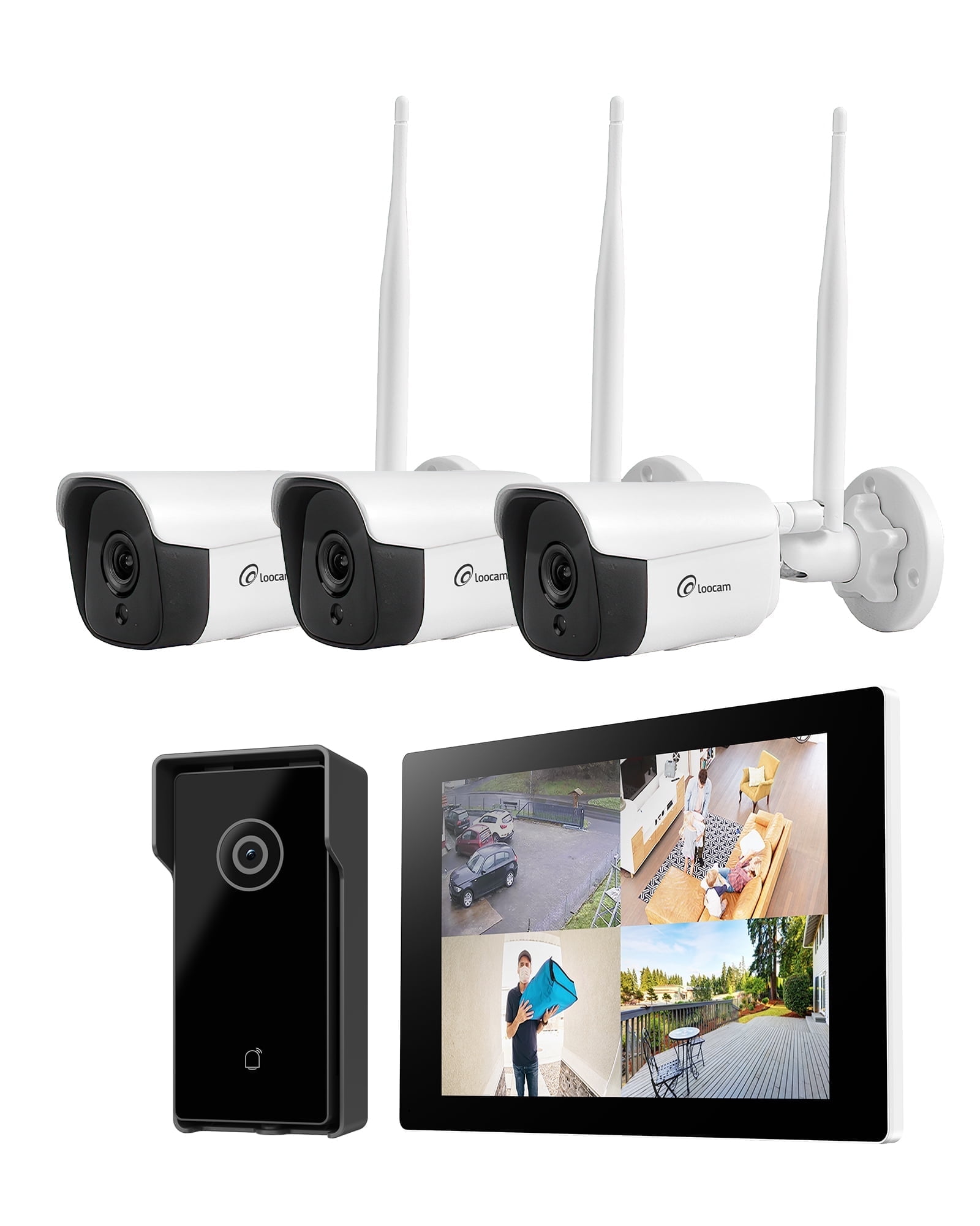 Loocam Wireless Security Camera System 3MP, 64GB SSD Built-in, Two Way ...