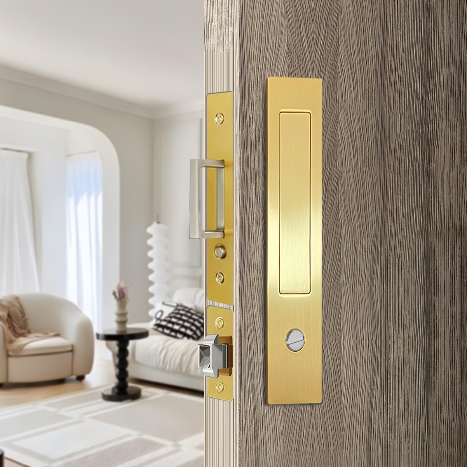 Loodmeo Pocket Door Locks&Door Edge Pull, Privacy Pocket Door Lock with ...