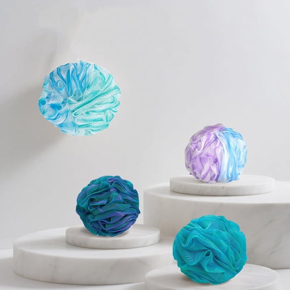 Loofah 4 Pack Extra Large Soft Bath Sponge Thick Body Wash Puffs ...