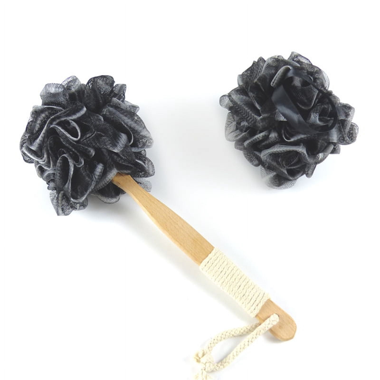 Loofah Back Scrubber For Shower, Bamboo Charcoal Infused Bath Sponge ...
