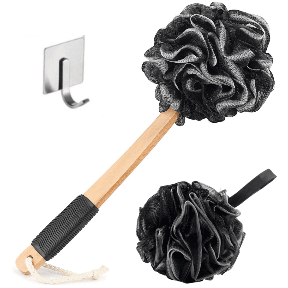 Loofah Back Scrubber For Shower| Bamboo Charcoal Infused Shower ...