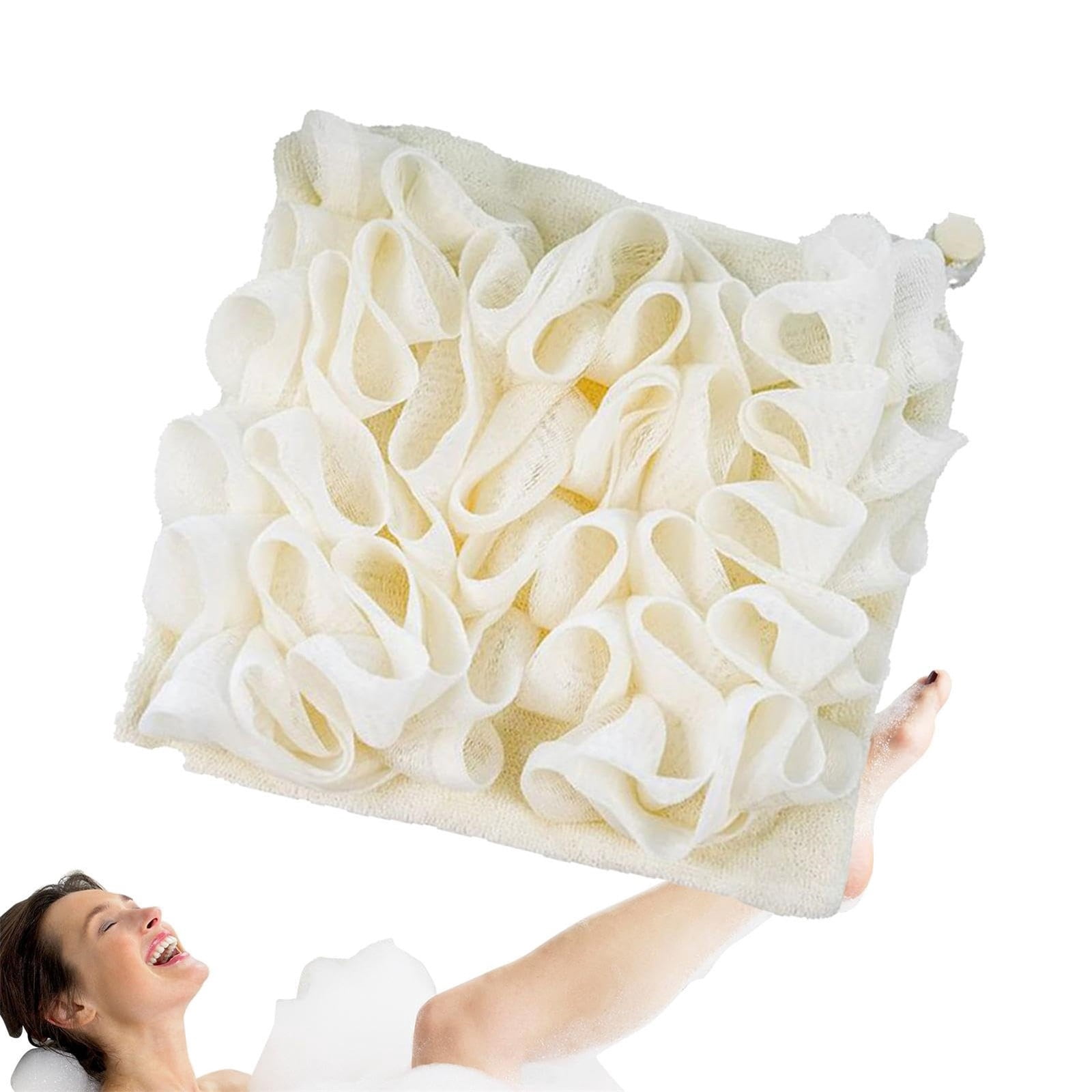 Loofah Bath Sponge With Drawstring - 2-In-1 Face & Body Exfoliating ...