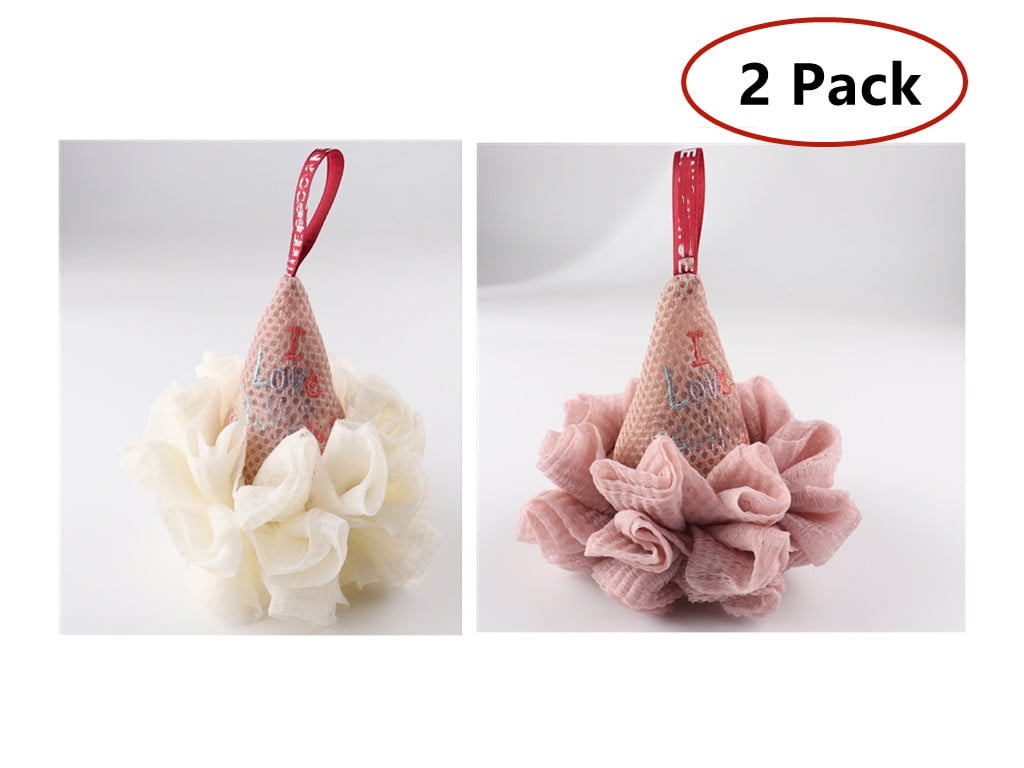 Loofah Bath-Sponge -Extra-Large Mesh Pouf (2 Pack Color )Luffa Loofa Loufa Puff Scrubber - Big ...