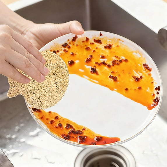 Loofah Dishcloth - Natural Scouring Pad, Gentle Non-scratch Cleaning ...