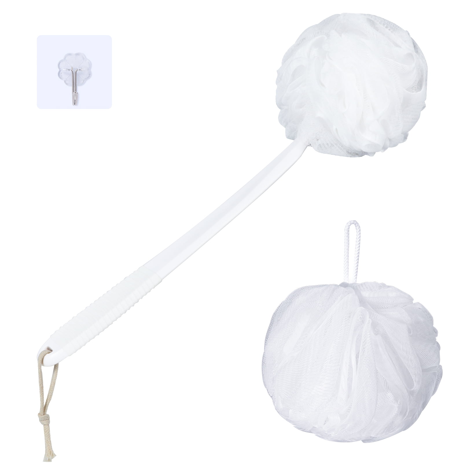 Loofah with Handle Loofah Sponge Set, PE Mesh Exfoliating Loofah Back ...