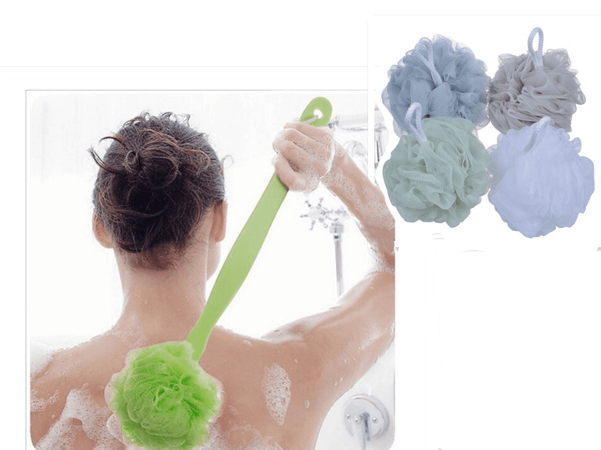 Loofah- Plastic Back-Scrubber & Bath-Sponges1 Long-Handle-Back-Brush ...