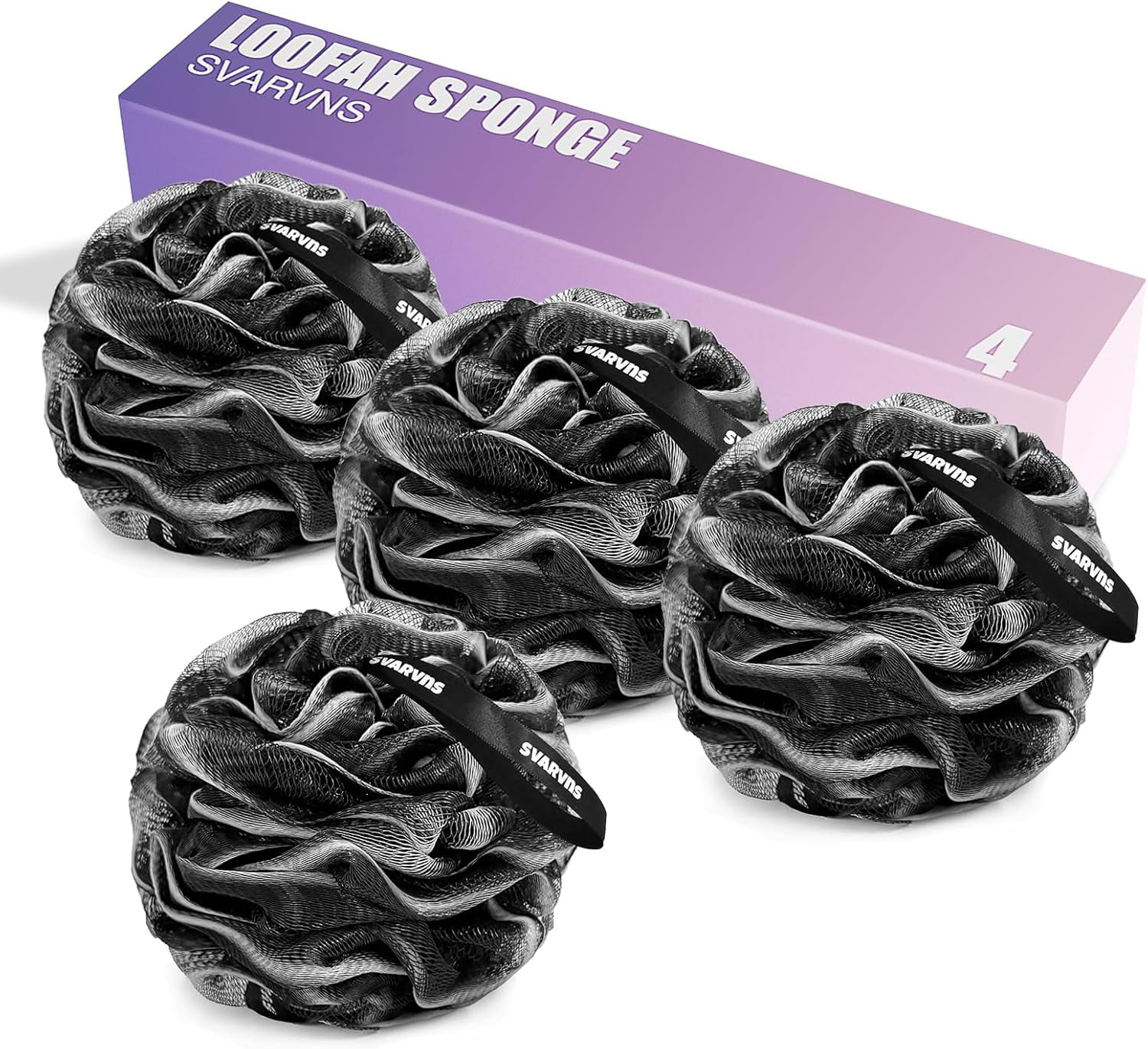 Loofah Sponge, 4 Pack Large Size Loofah 75g/PCS, Bath Shower Loofah for ...