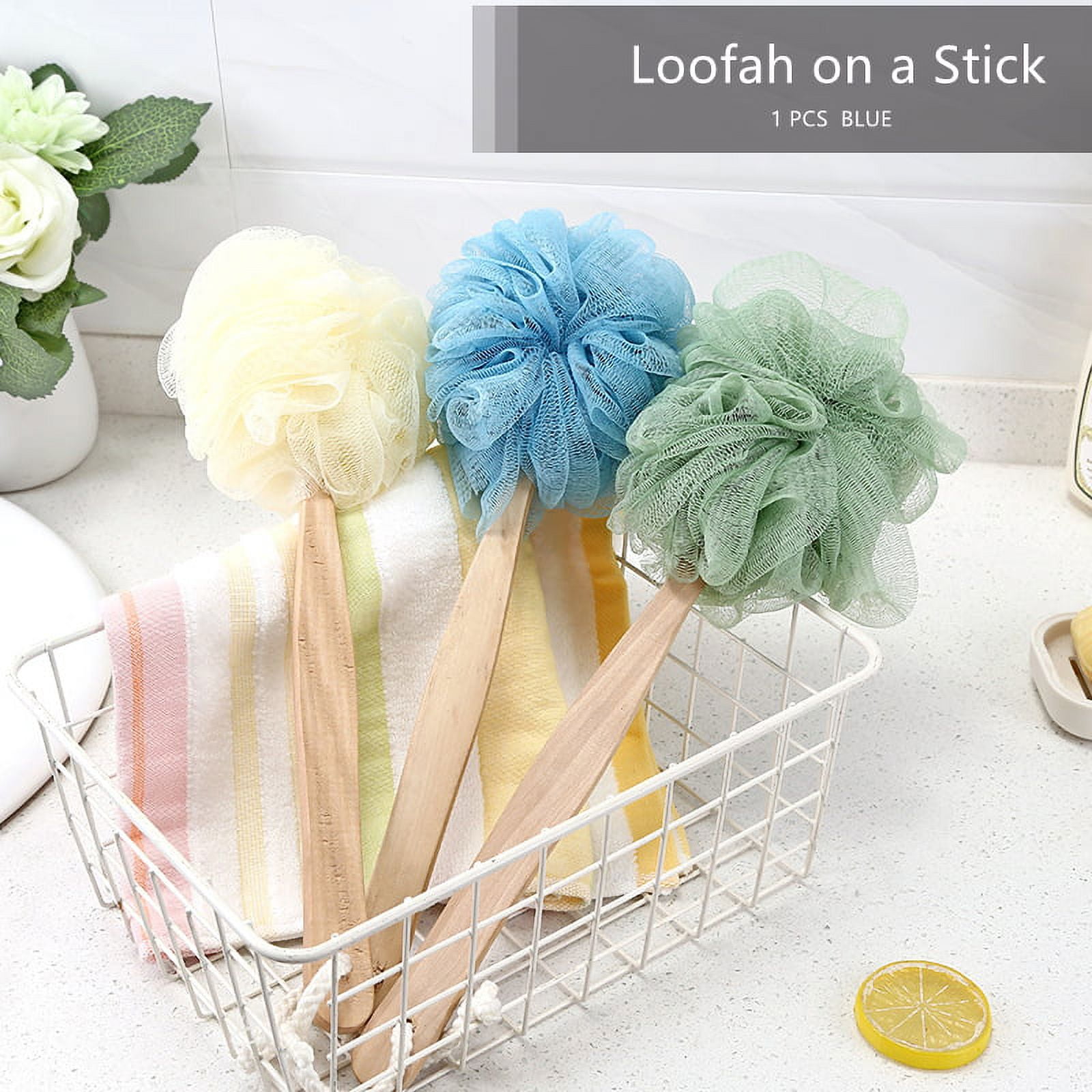Loofah Sponge Back Scrubber - Men & Women Long Handled Exfoliating Bath ...