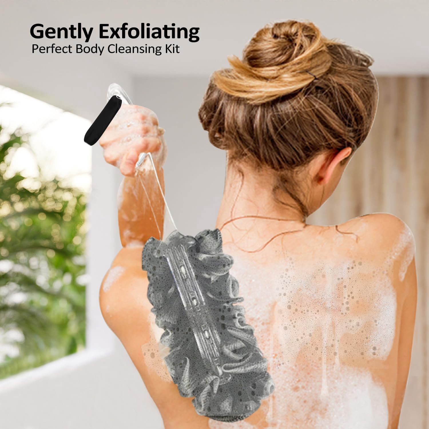 Loofah Sponge Exfoliating Body Scrubber: Shower Loofahs Poufs, Long ...