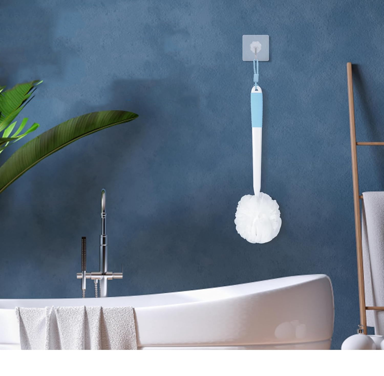 Loofah Sponge Set Back Scrubber for Shower, Anti-Slip Plastic Handle ...