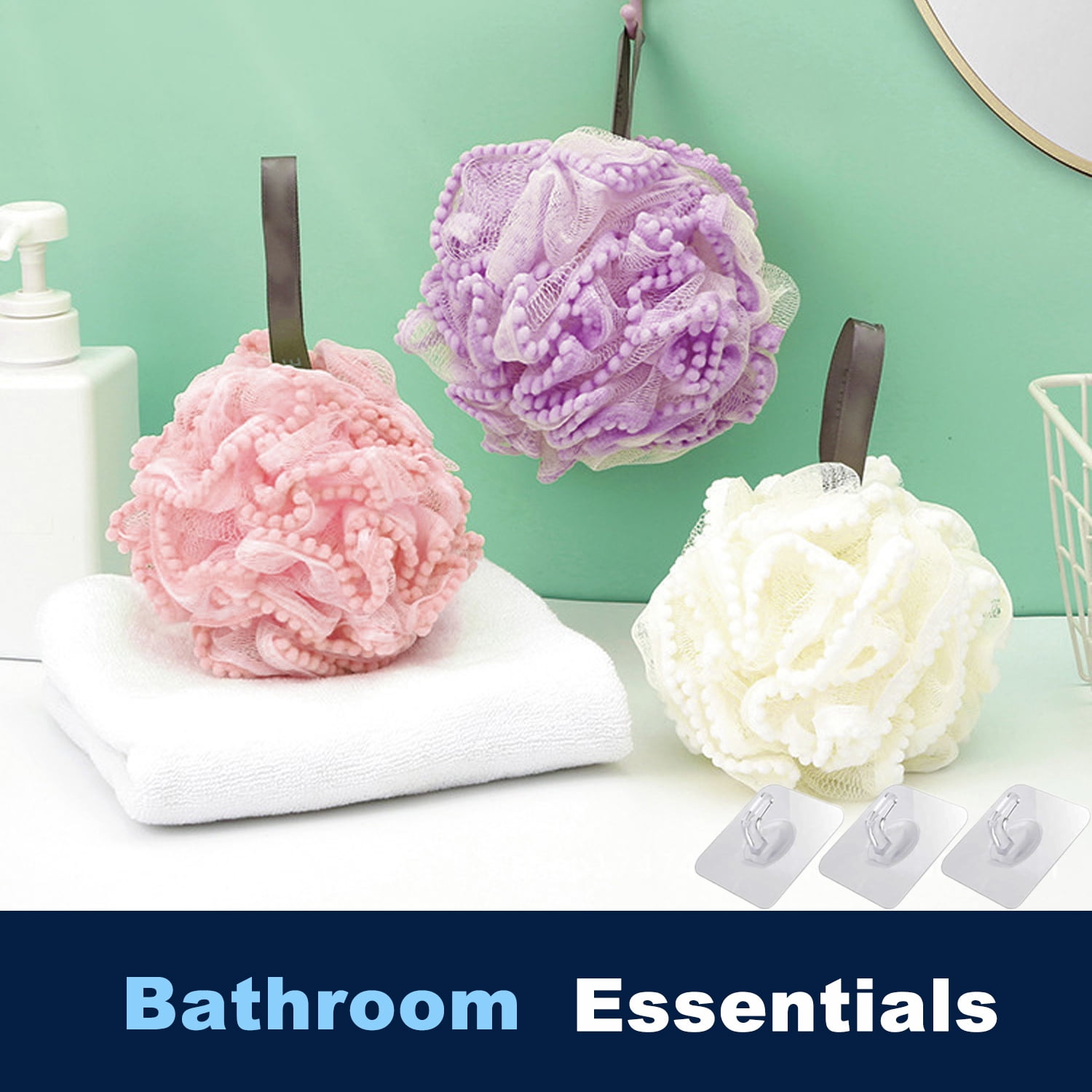 Loofah Sponge Shower Loofahs 60g Bath Sponges Mesh Balls 3 Colors for ...