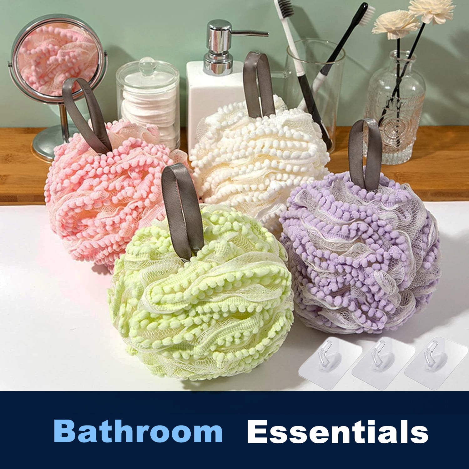 Loofah Sponge Shower Loofahs 60g Bath Sponges Mesh Balls 4 Colors for ...