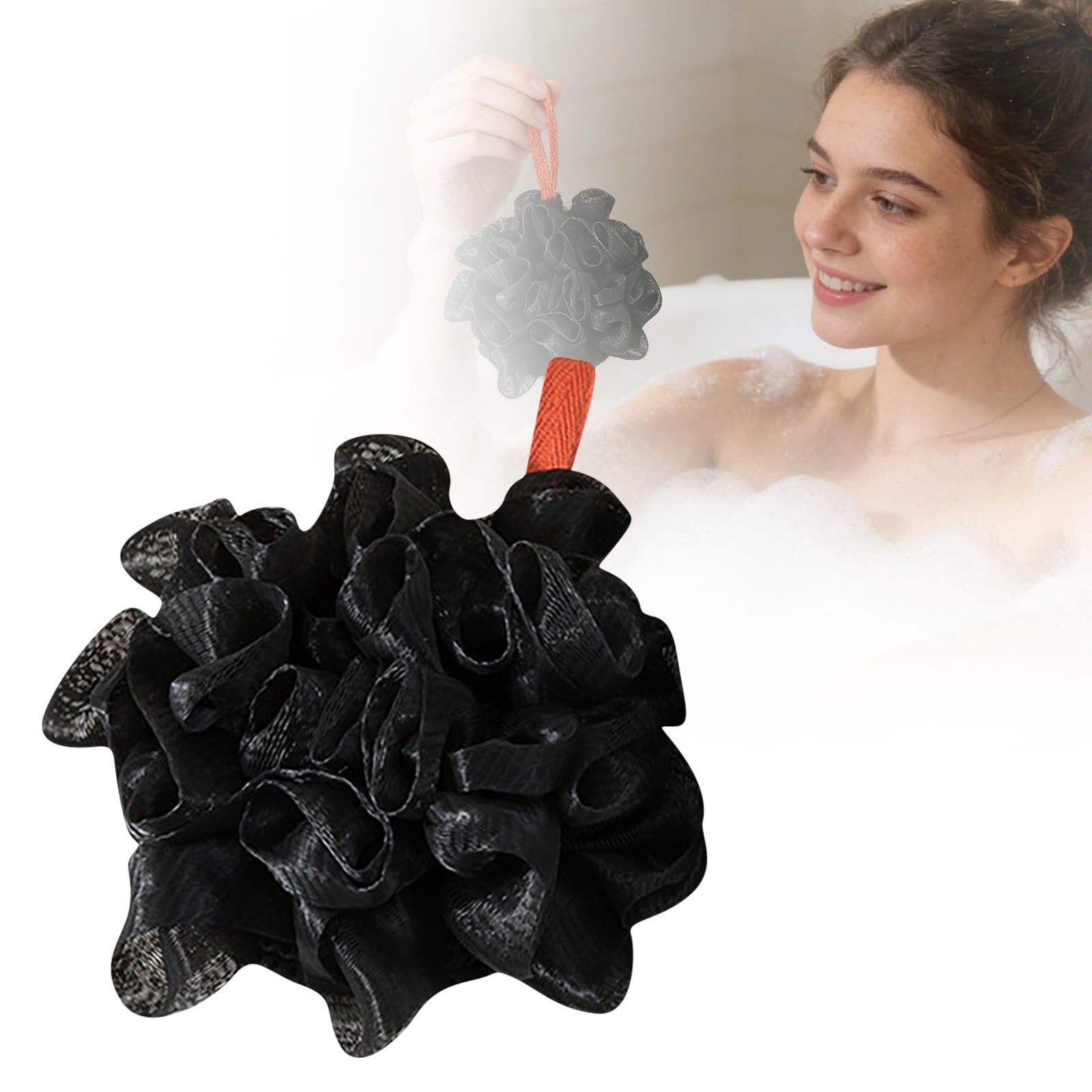 Loofah Sponge Shower Puff – 1 Pack Black Mesh Bath Sponges & Body ...