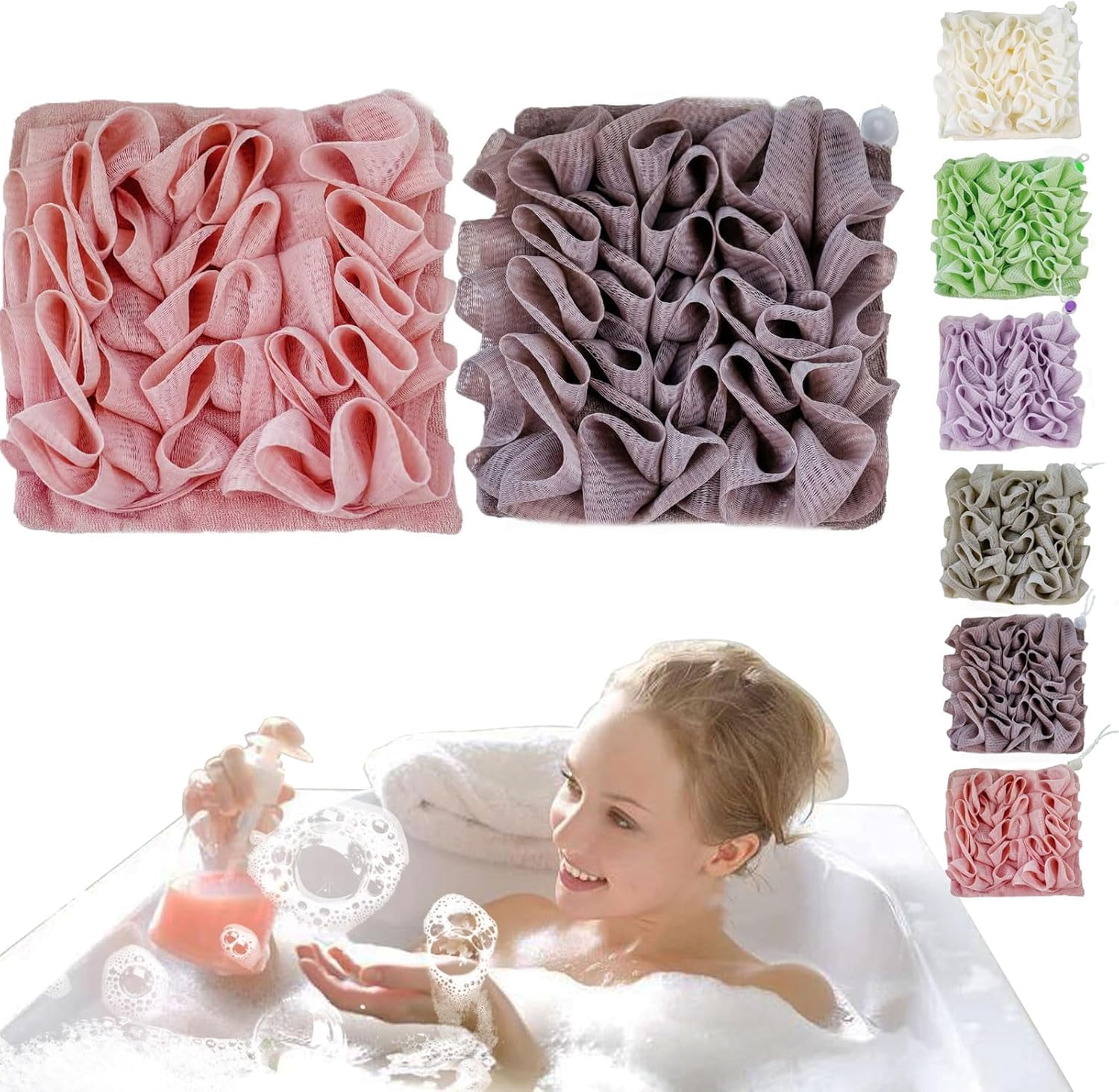 Loofah Washcloth, Soap Loofah Pouch, 2 in 1 Sponge Washcloth for Bar ...