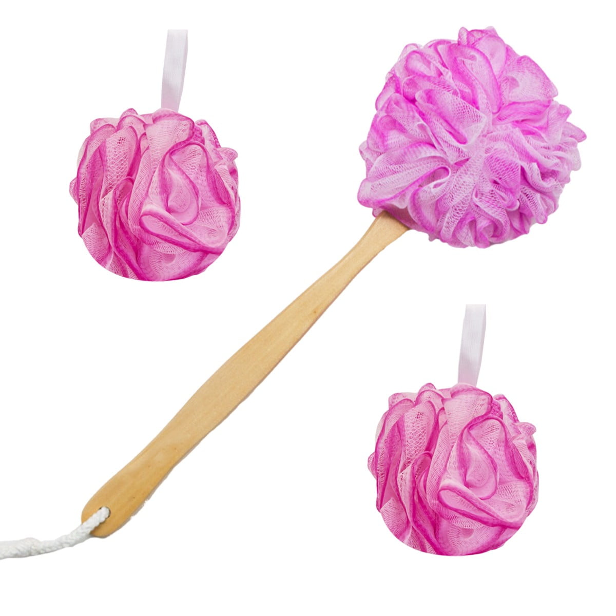 Loofah and Bath Sponge Set, Long Handle Loofah Back Scrubber for Shower ...