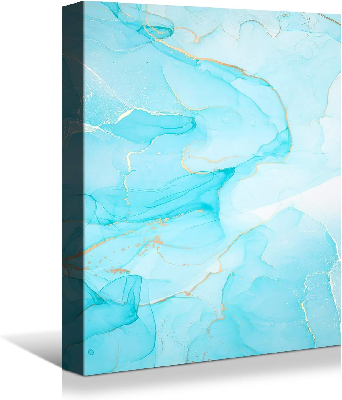 Looife Abstract Marble Picture Canvas Wall Art, 12x18 Inch Light Blue ...