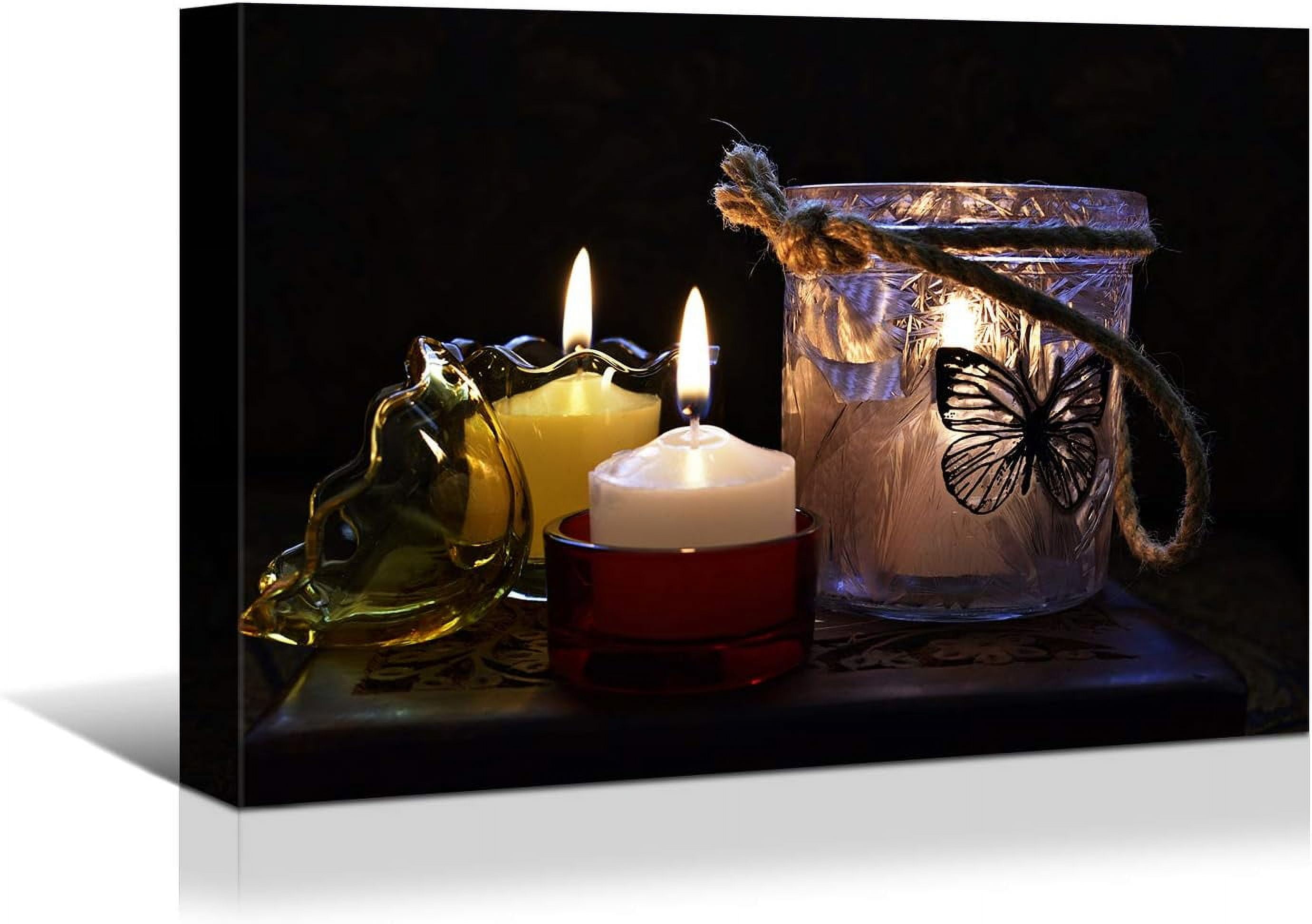 Looife Merry Christmas Canvas Wall Art 36x24 Inch Zen Theme Candle ...