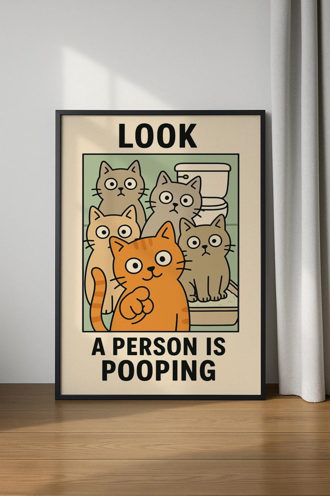 Look A Person Is Pooping Art, Tet Poster, Tet Cat Poster, Trendy Poster ...