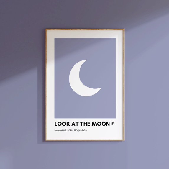 Look At The Moon Pantone, Purple Pantone Print Poster, Pantone, Pantone ...