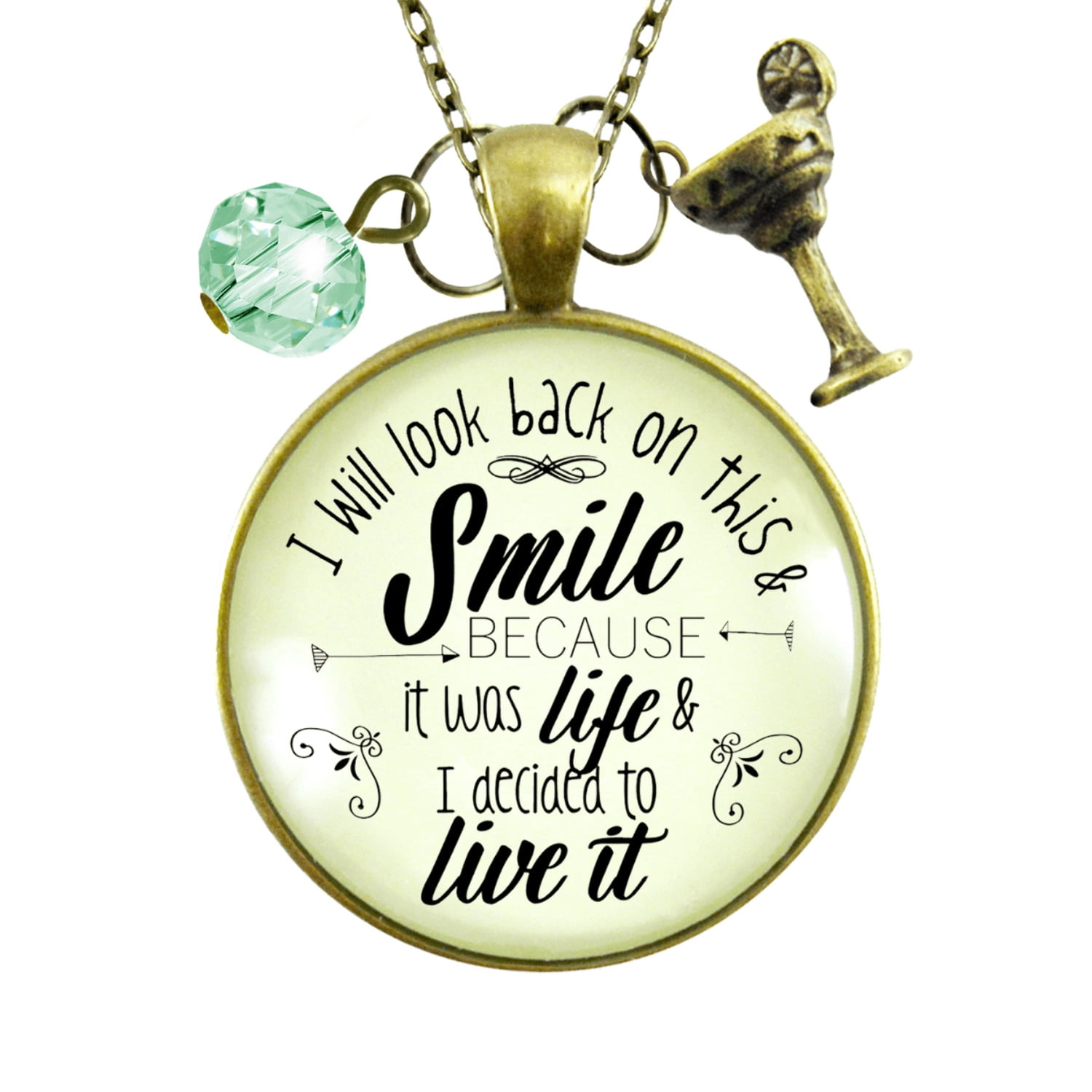 Look Back Smile Necklace Gutsy Goodness Female Adult Bronze Metal ...