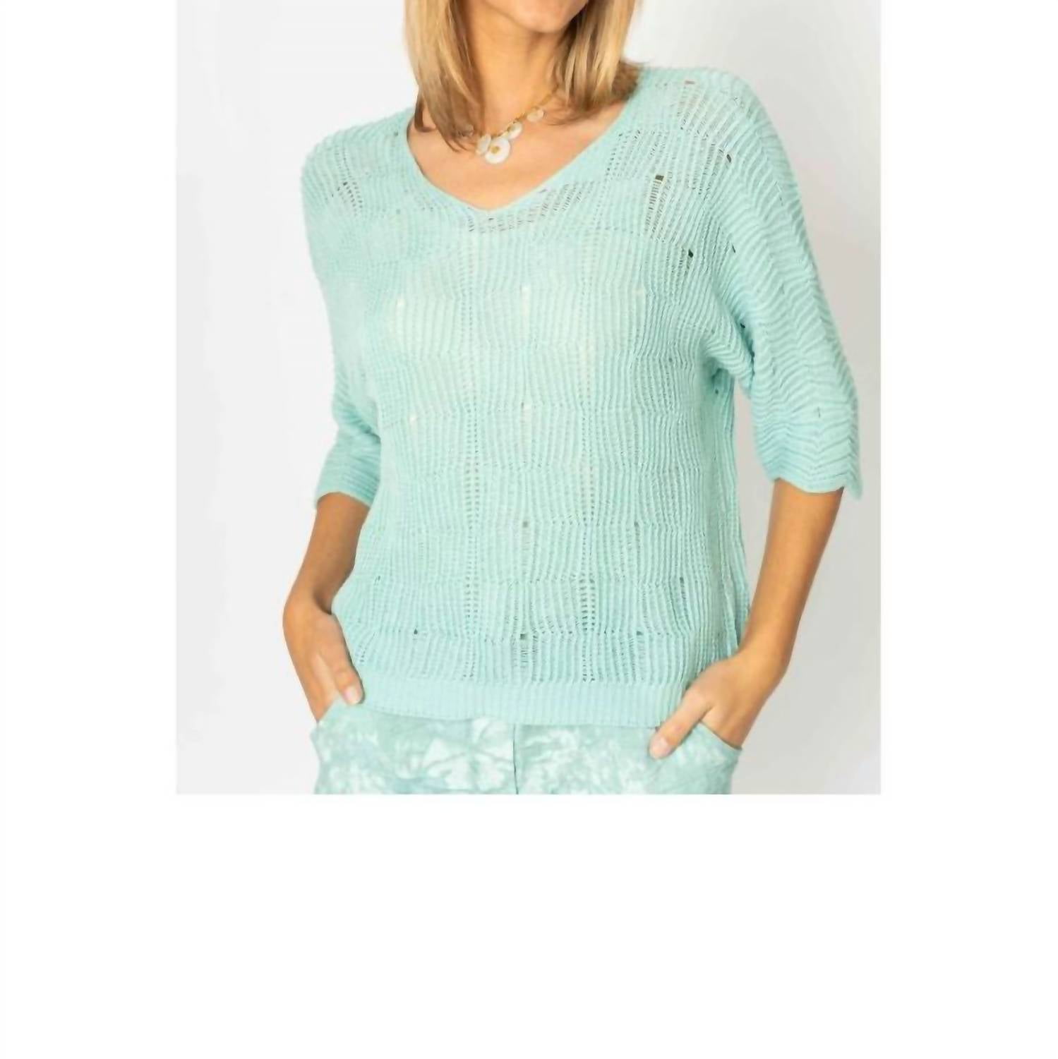 Look Mode Usa Chic Breeze V Neck Open Weave Sweater - Walmart.com