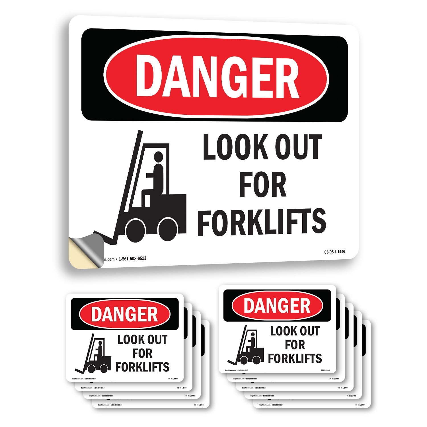 Look Out For Forklifts OSHA Danger Vinyl Decal Label 24 Inch x 18 Inch ...