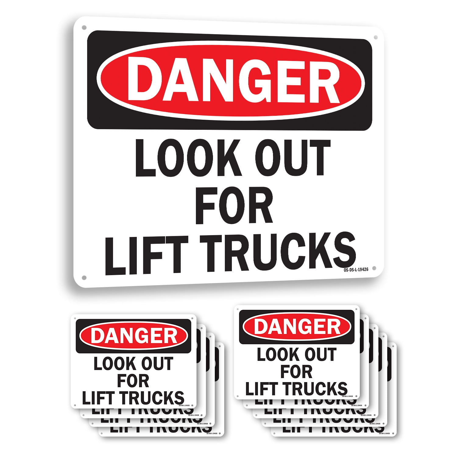 Look Out For Lift Trucks OSHA Danger Aluminum Sign 24 Inch x 18 Inch ...