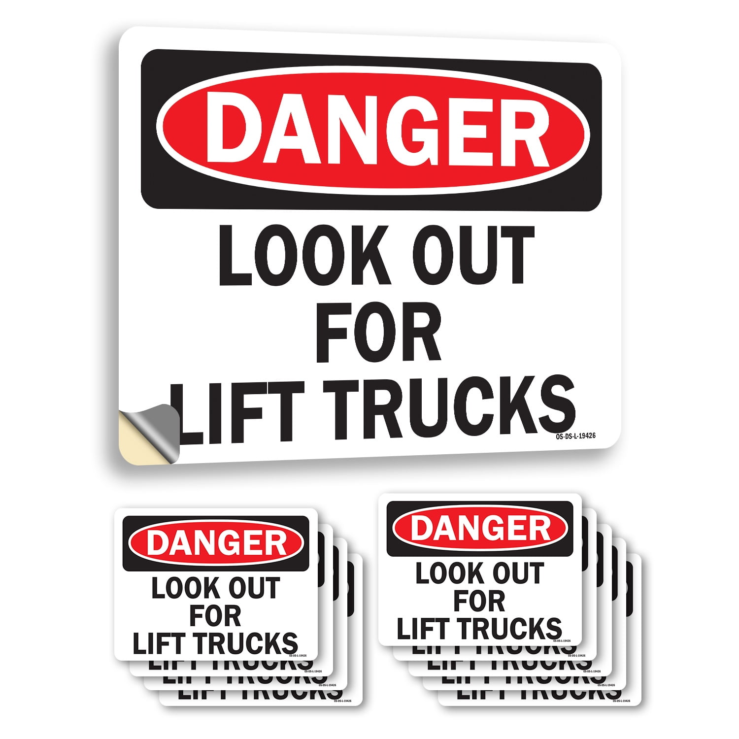 Look Out For Lift Trucks OSHA Danger Vinyl Decal Label 24 Inch x 18 ...