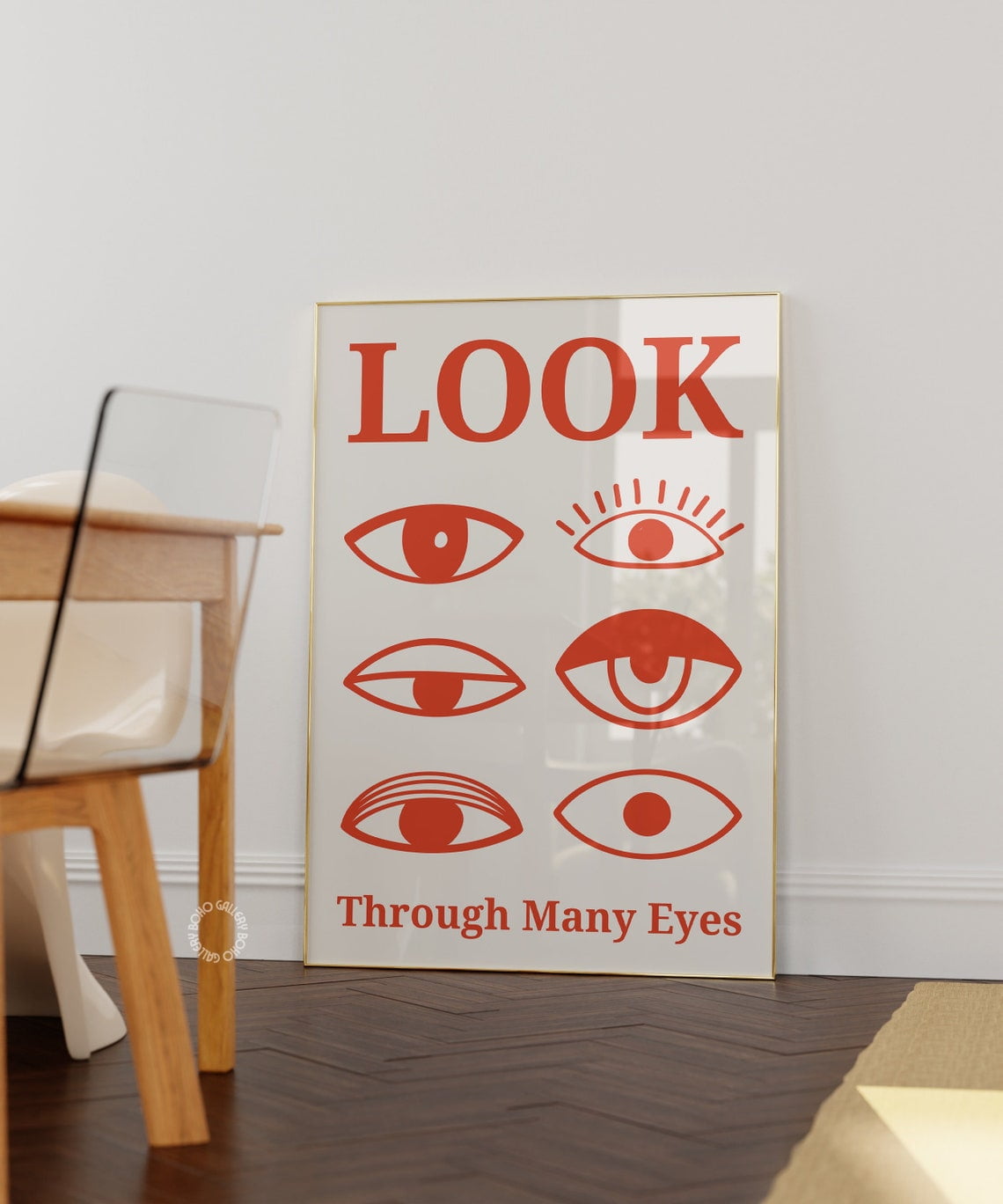 Look Trippy Poster, Orange Wall Art, Retro Surreal Art, Vintage Wall ...