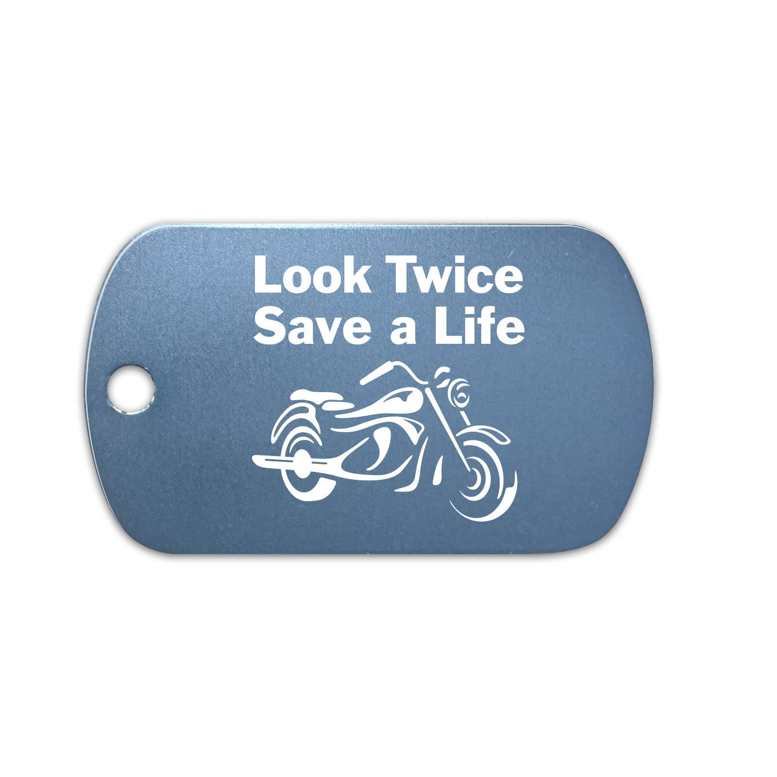 Look Twice Save A Life GI Dog Tag Aluminum Keychain motorcycle safety ...