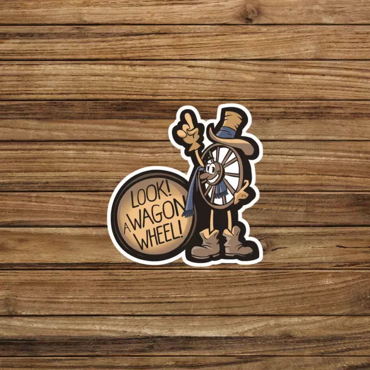 Look! A Wagon Wheel! Retro Cartoon Sticker For Adventure Seekersphone ...